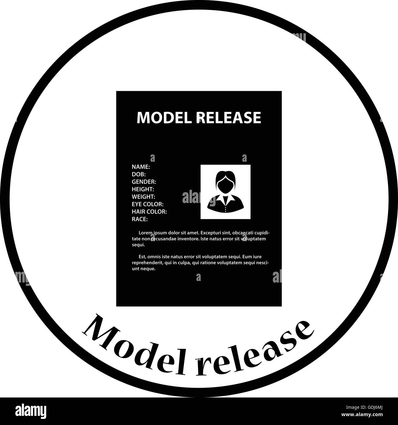 Icon of model release document. Thin circle design. Vector illustration ...