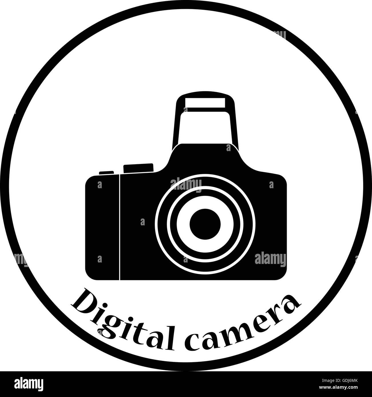Icon of photo camera. Thin circle design. Vector illustration Stock ...