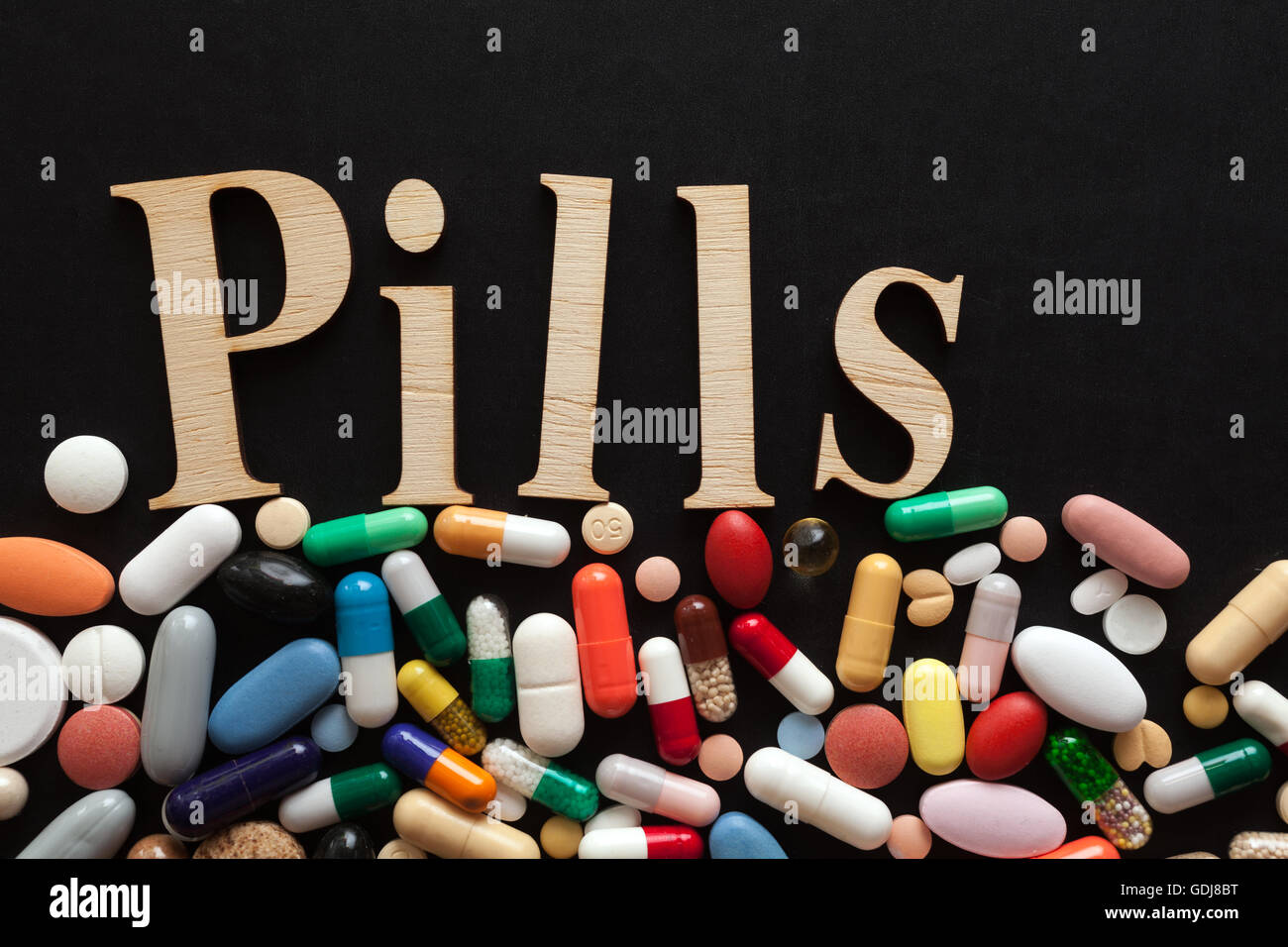 Pills word hi-res stock photography and images - Alamy