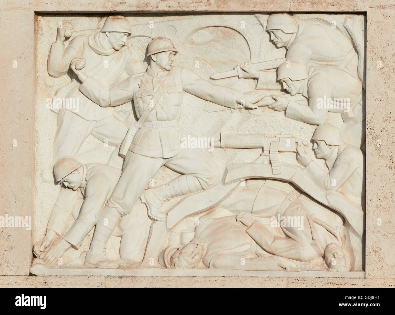 Detail of Fascist sculture (by Tuscan sculptor Vico Consorti) on Ponte ...