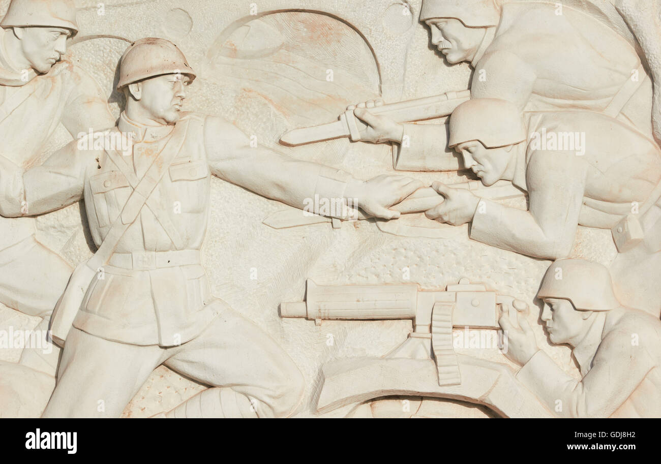 Detail of Fascist sculture (by Tuscan sculptor Vico Consorti) on Ponte ...