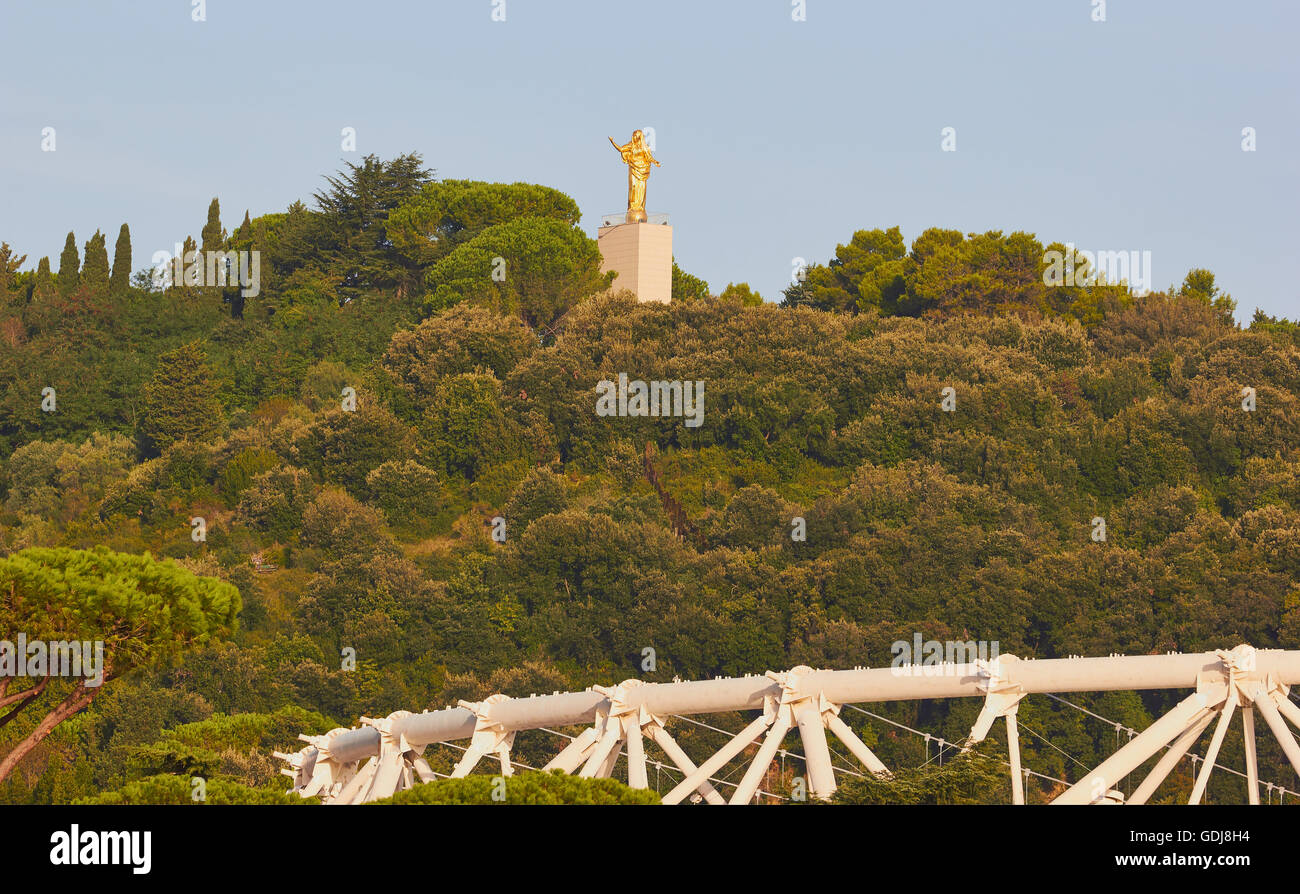 La Madonna Di Monte Mario statue and Stadio Olimpico Rome Lazio Italy ...