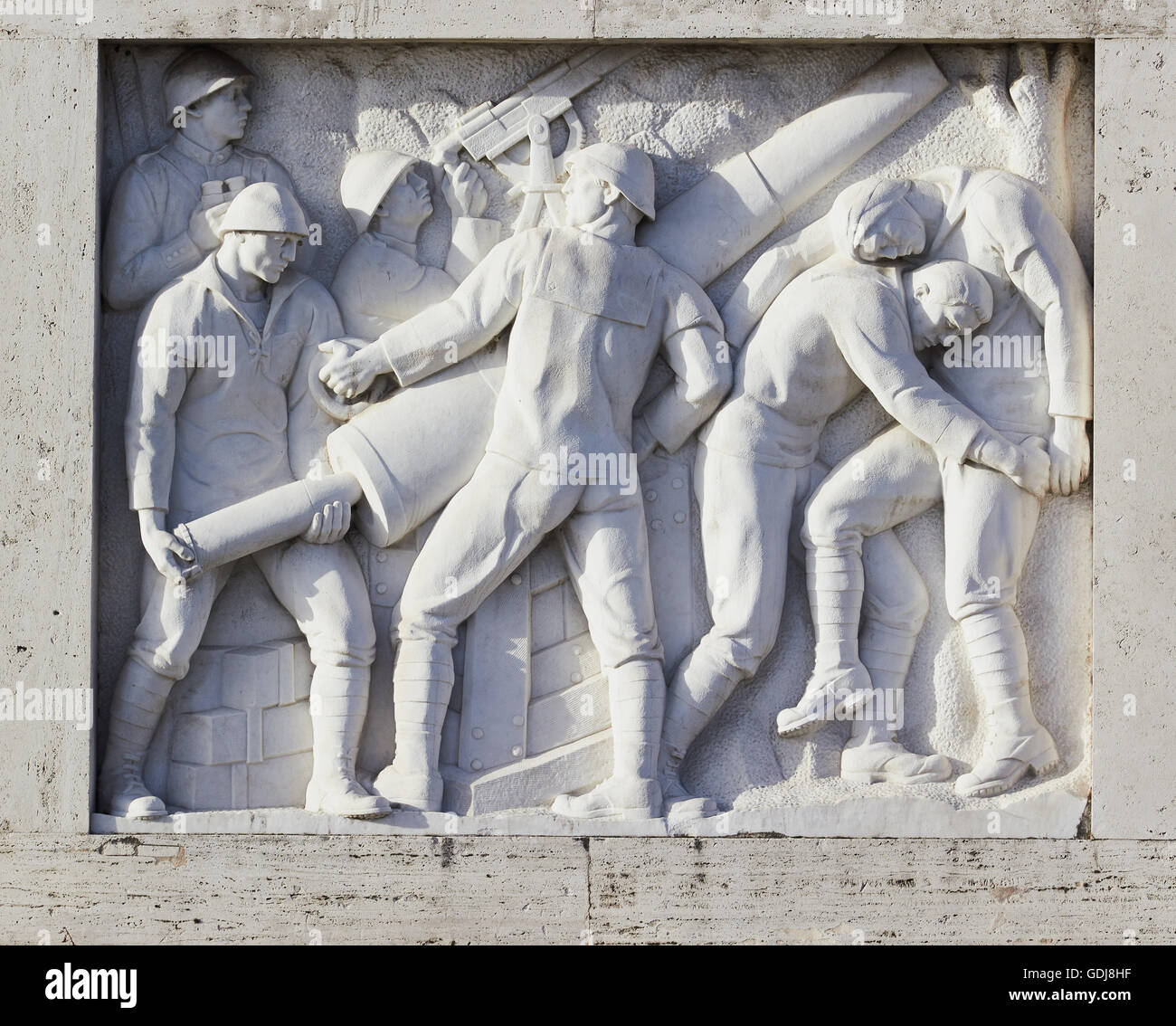 Detail of Fascist sculture (by Tuscan sculptor Vico Consorti) on Ponte ...