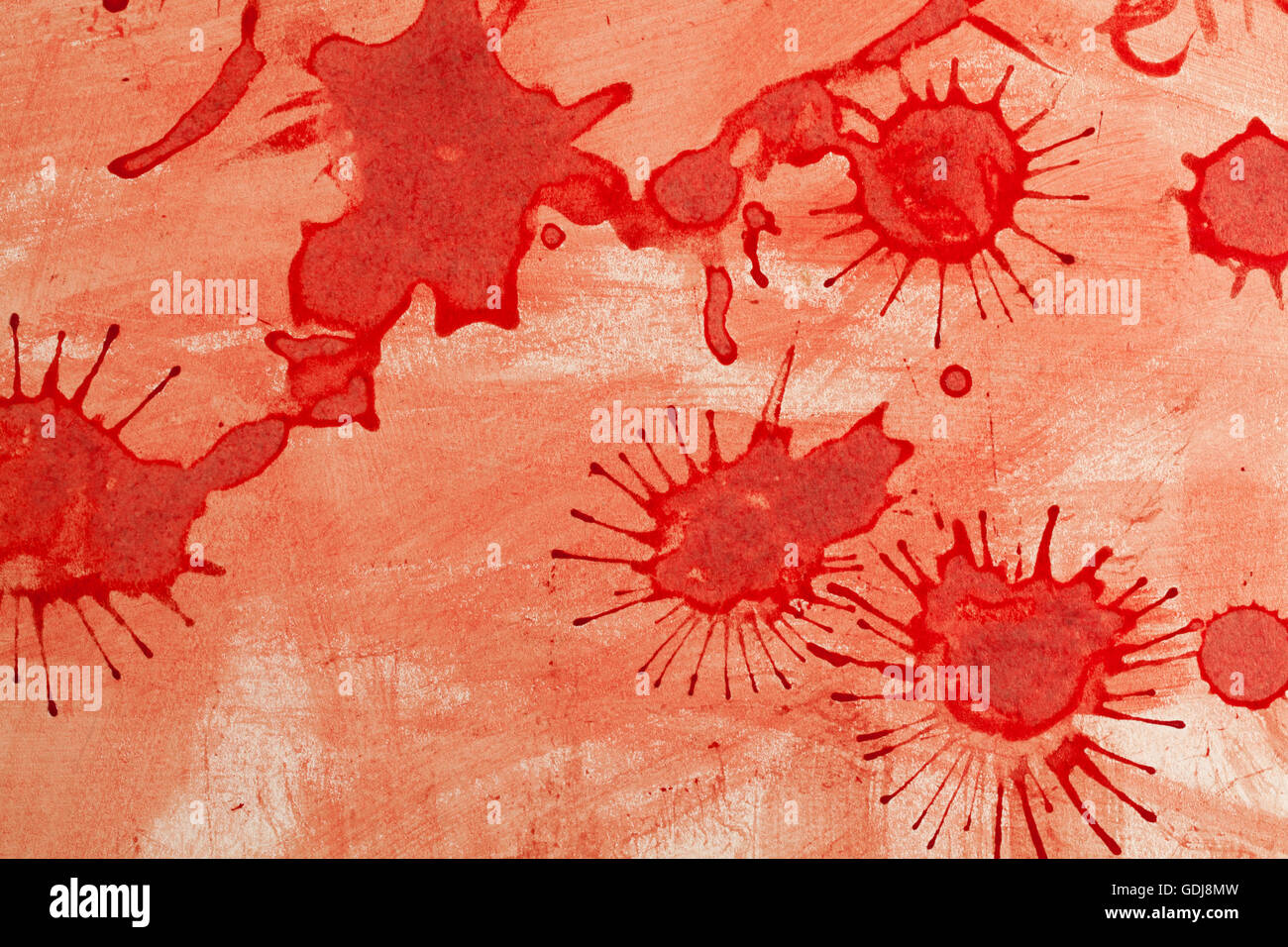 Blood smear droplets isolated on white background Stock Photo - Alamy