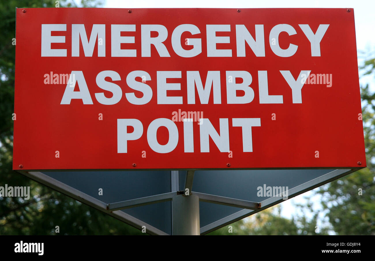 Emergency assembly point sign hi-res stock photography and images - Alamy