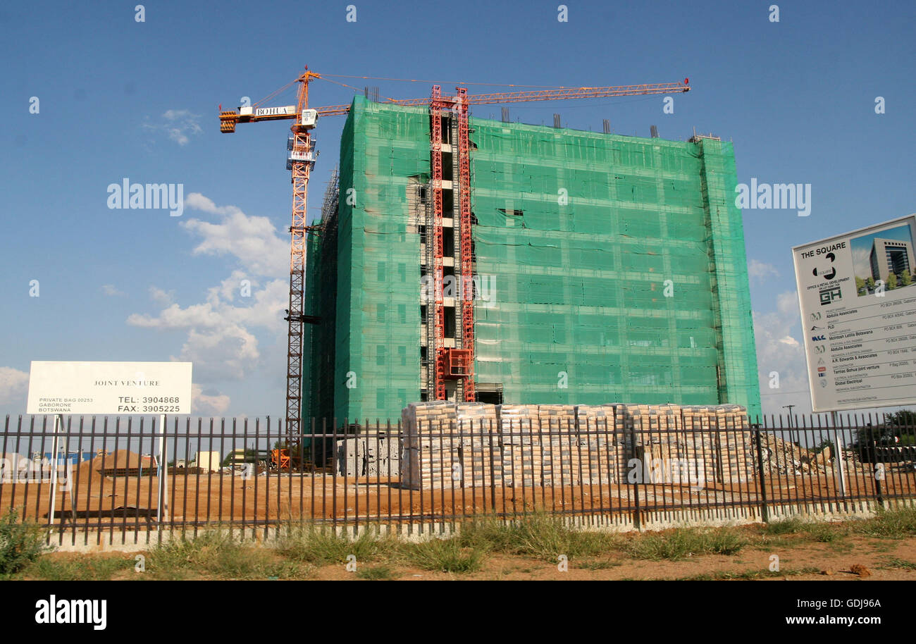 Construction of The Square, new commercial site, Gaborone, Botswana ...