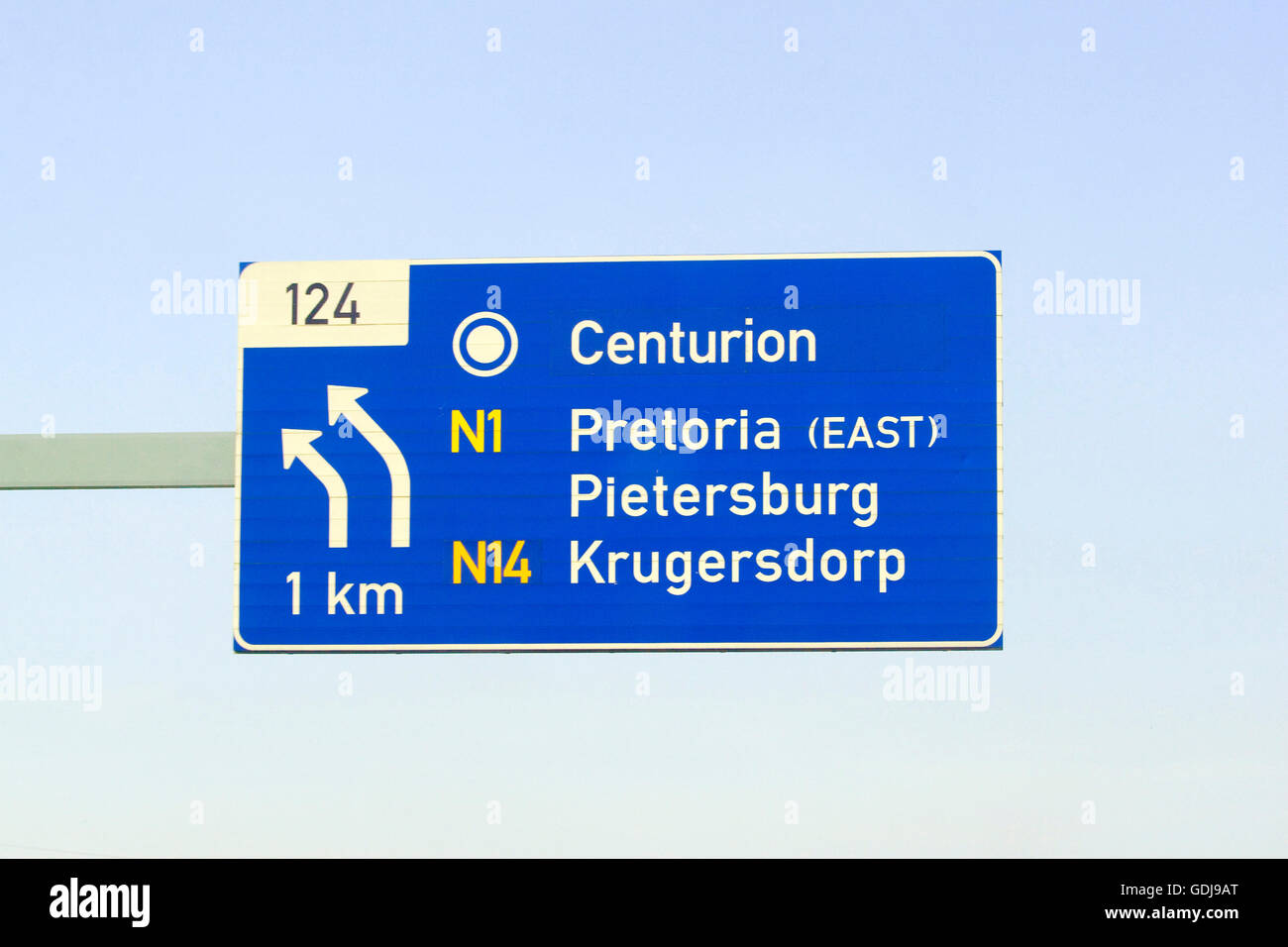 Traffic Sign over N1 highway towards Pretoria, Centurion, South Africa ...