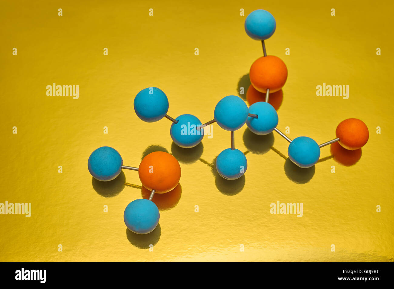 Science Molecule. Chemistry DNA molecule lab test on yellow background ...