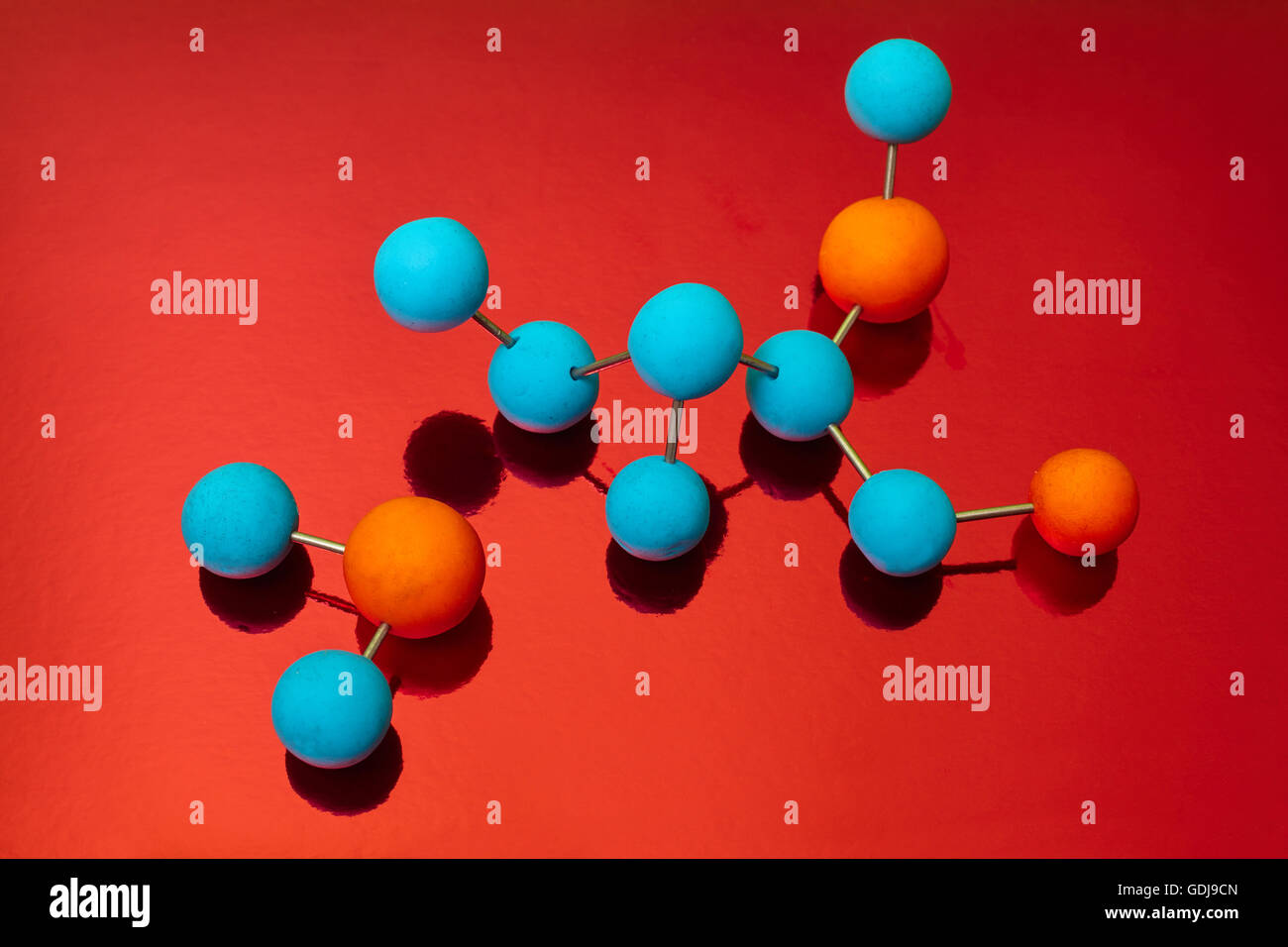 Science Molecule. Chemistry DNA molecule lab test on red background ...