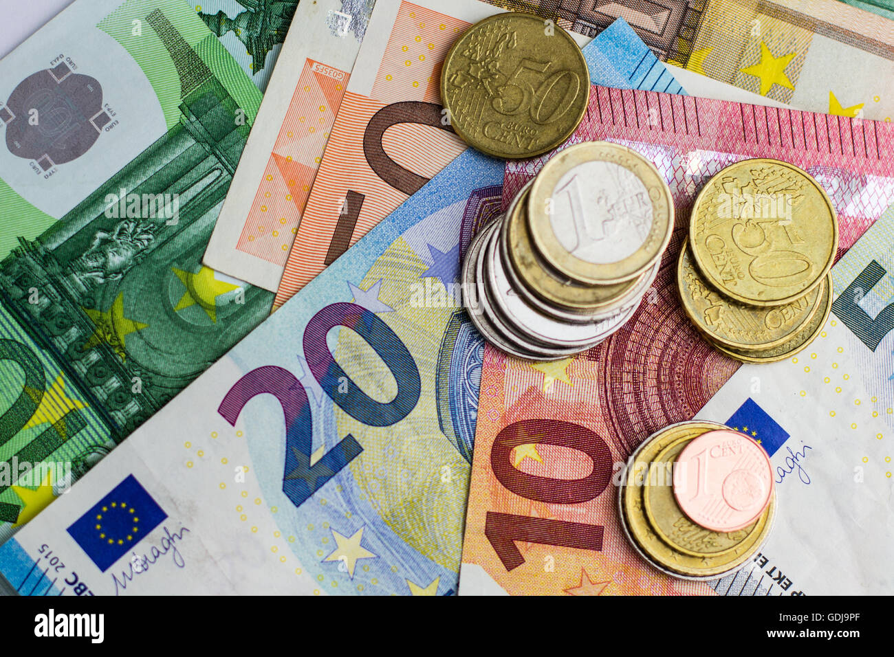 euro bills and coins - cash money Stock Photo - Alamy