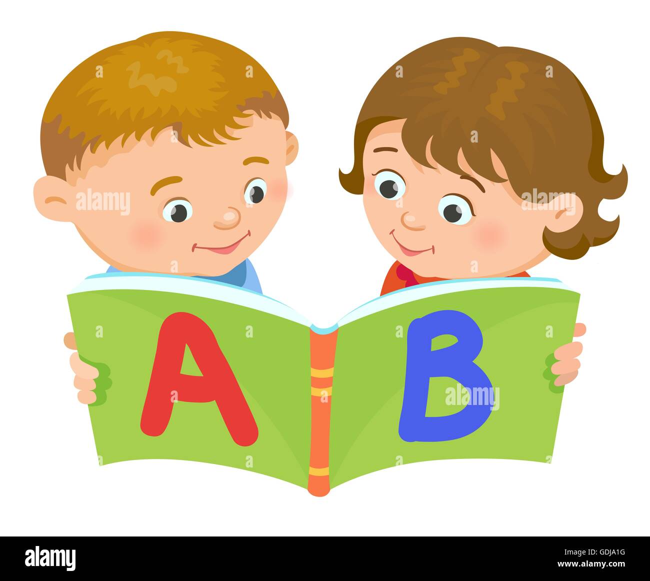 Cartoon kids reading book vector Stock Vector Image & Art - Alamy