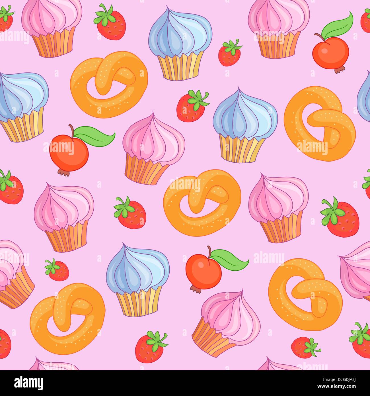 Sweet pattern cakes on pink background. Seamless Stock Vector Image ...