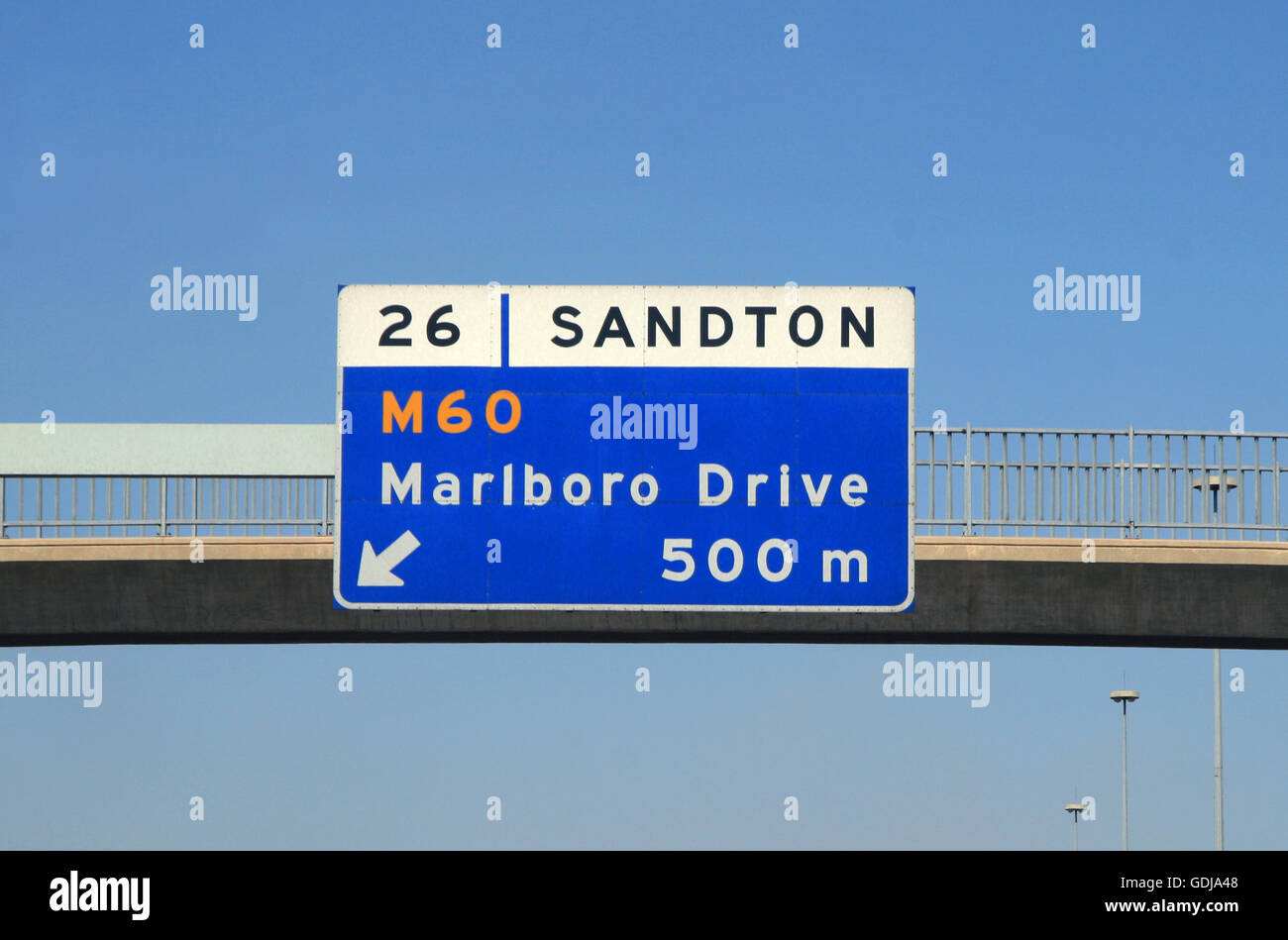 Road Sign on M1, Johannesburg, Gauteng, South Africa Stock Photo - Alamy