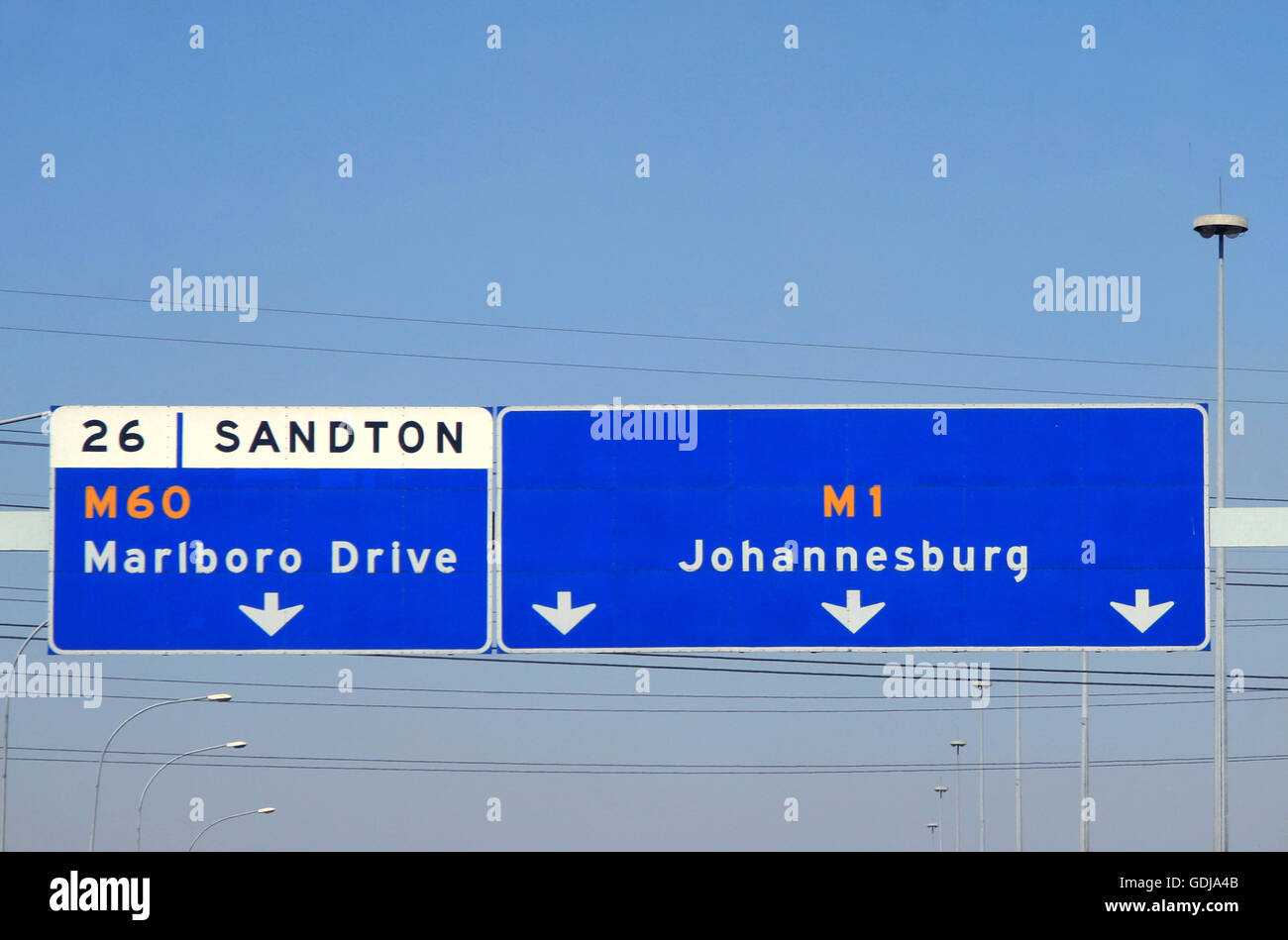 Road Sign on M1, Johannesburg, Gauteng, South Africa Stock Photo - Alamy