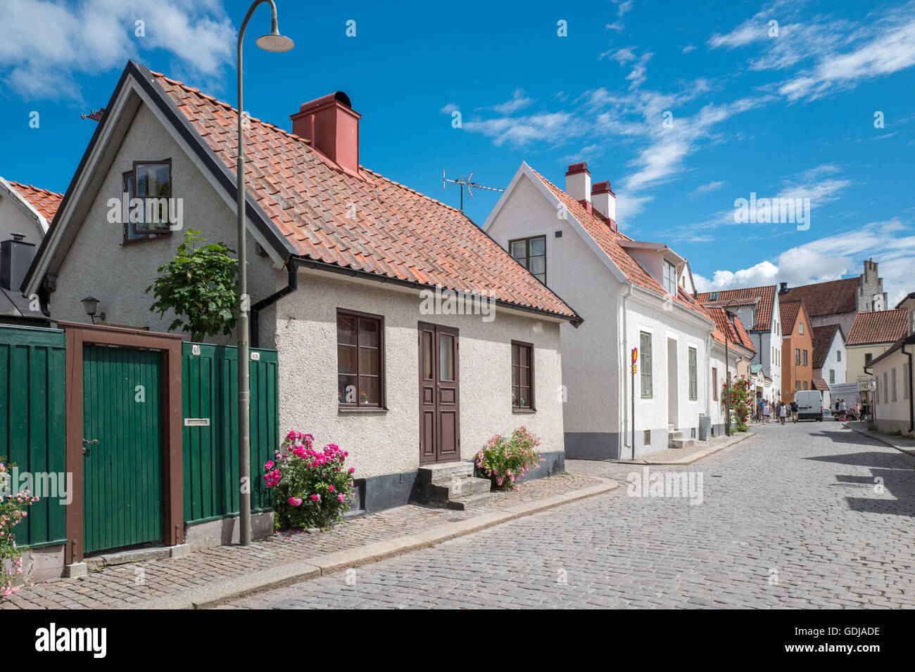 Historic Hanse town Visby on Swedish Baltic sea island Gotland Stock ...
