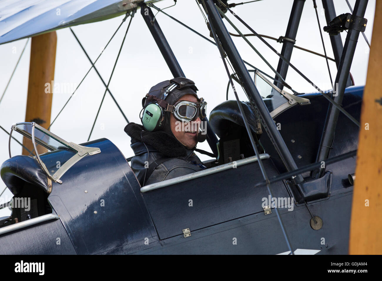 Flying Tiger Moth biplane plane - De Havilland DH82A at Compton Abbas ...