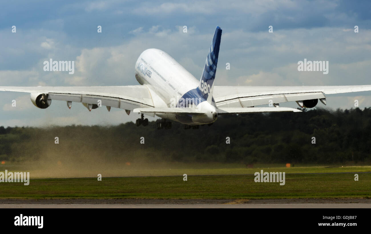 Airbus A380 taking off from behind Stock Photo - Alamy