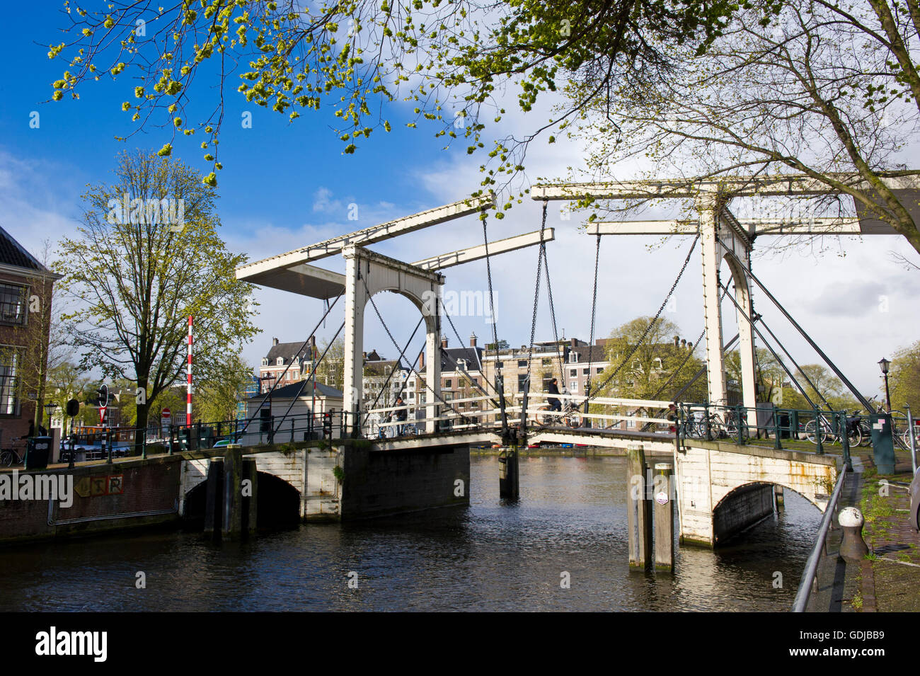 An iconic wooden bridge in Amsterdam, Holland, Netherlands Stock Photo ...