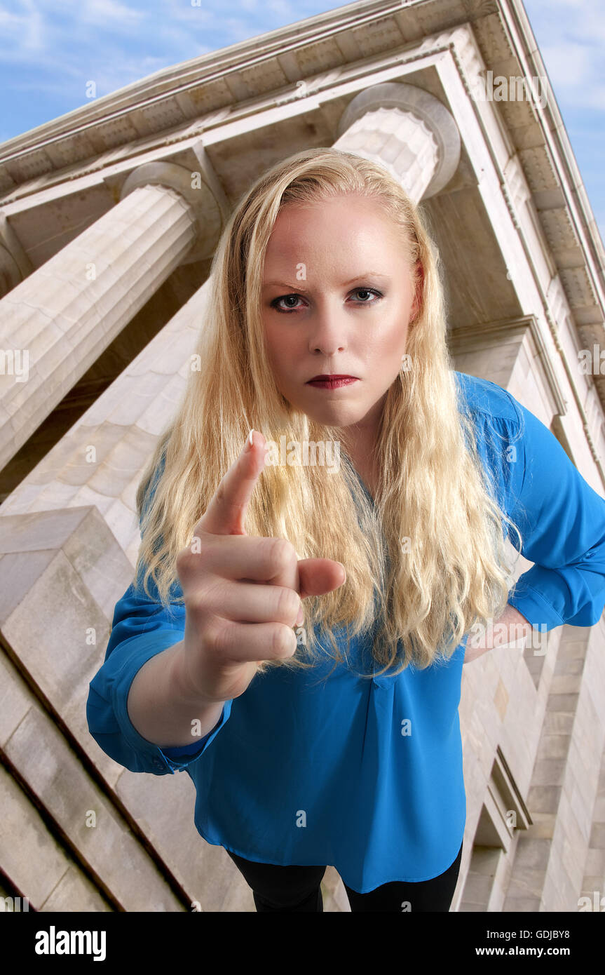Beautiful young woman who is steaming mad Stock Photo - Alamy