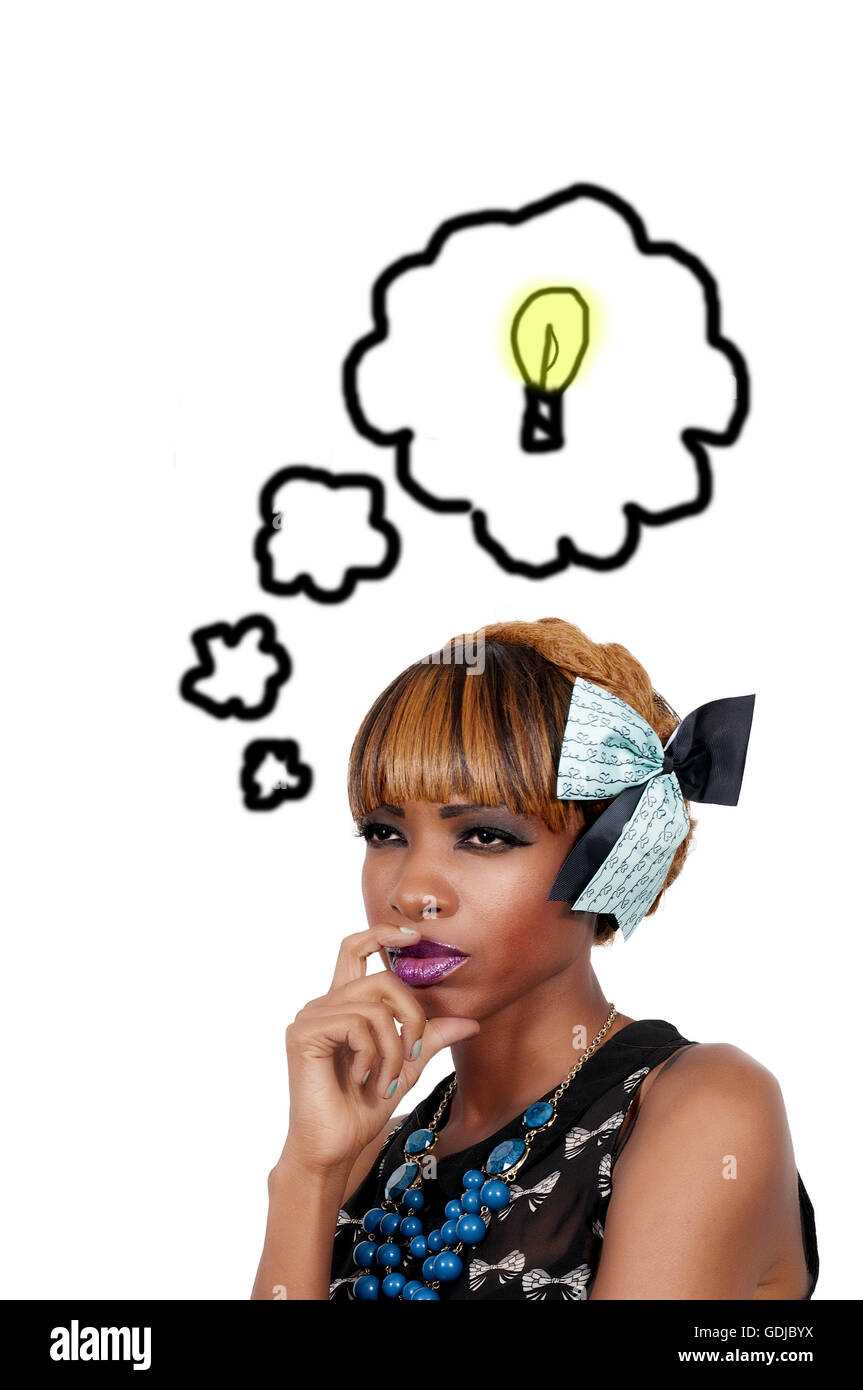 Beautiful woman thinking about a brilliant idea Stock Photo - Alamy