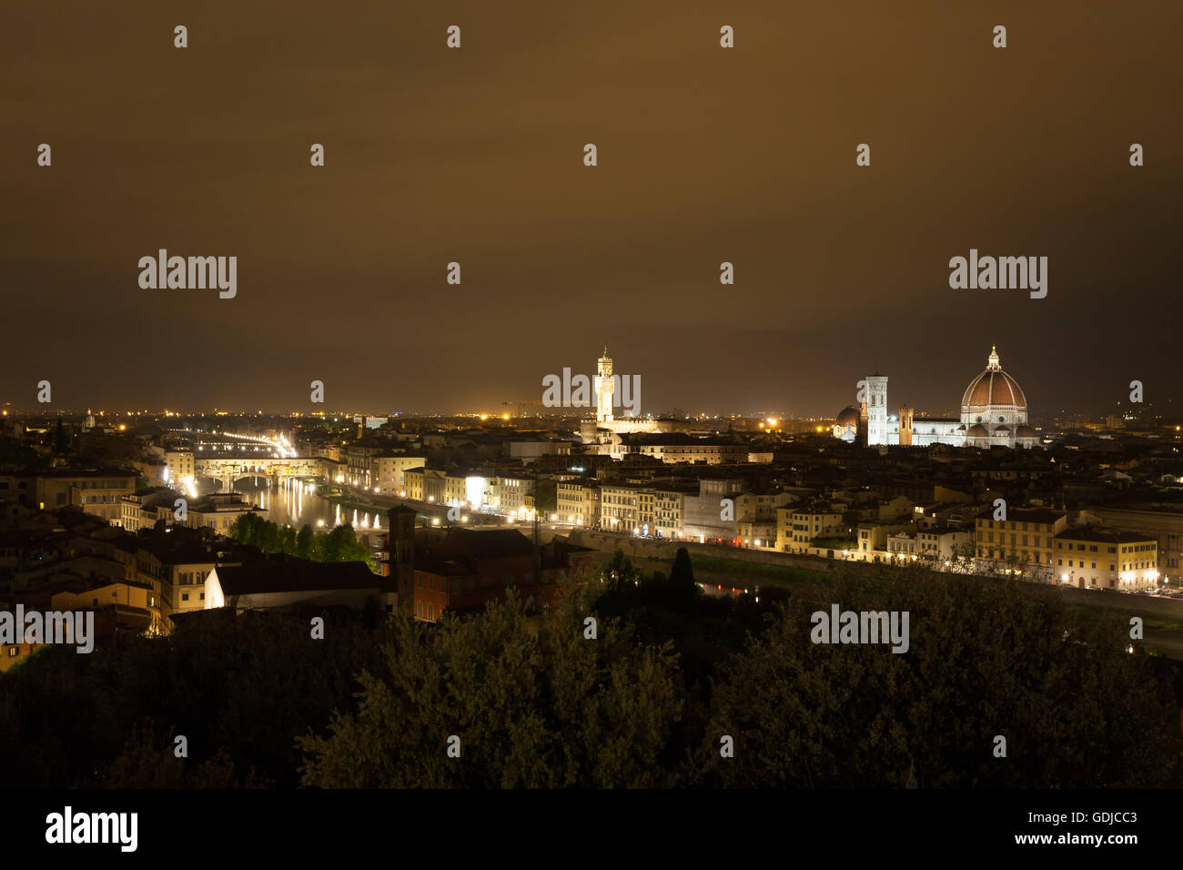 Florence night view, Italian panorama Stock Photo - Alamy