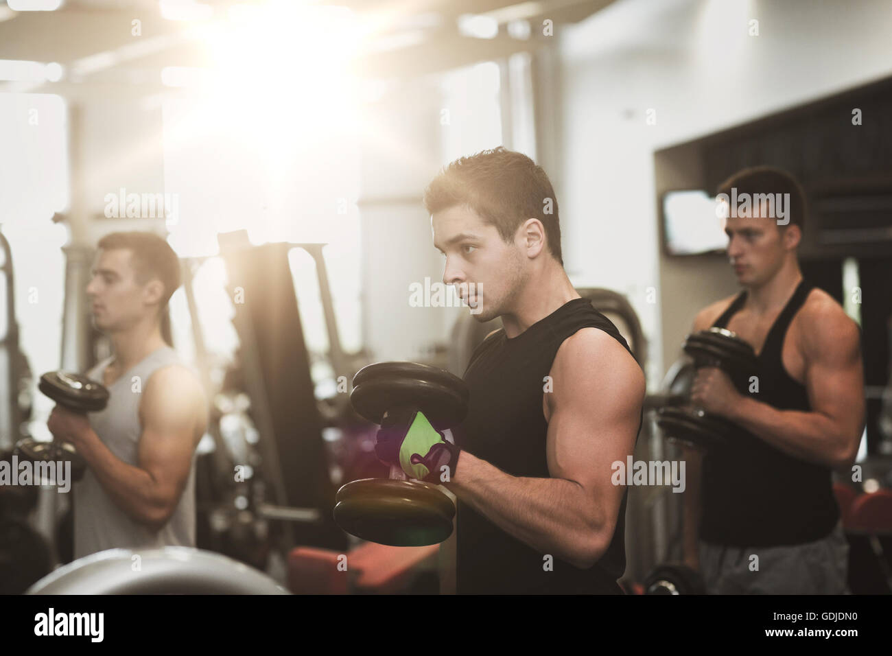 group of men with dumbbells in gym Stock Photo - Alamy