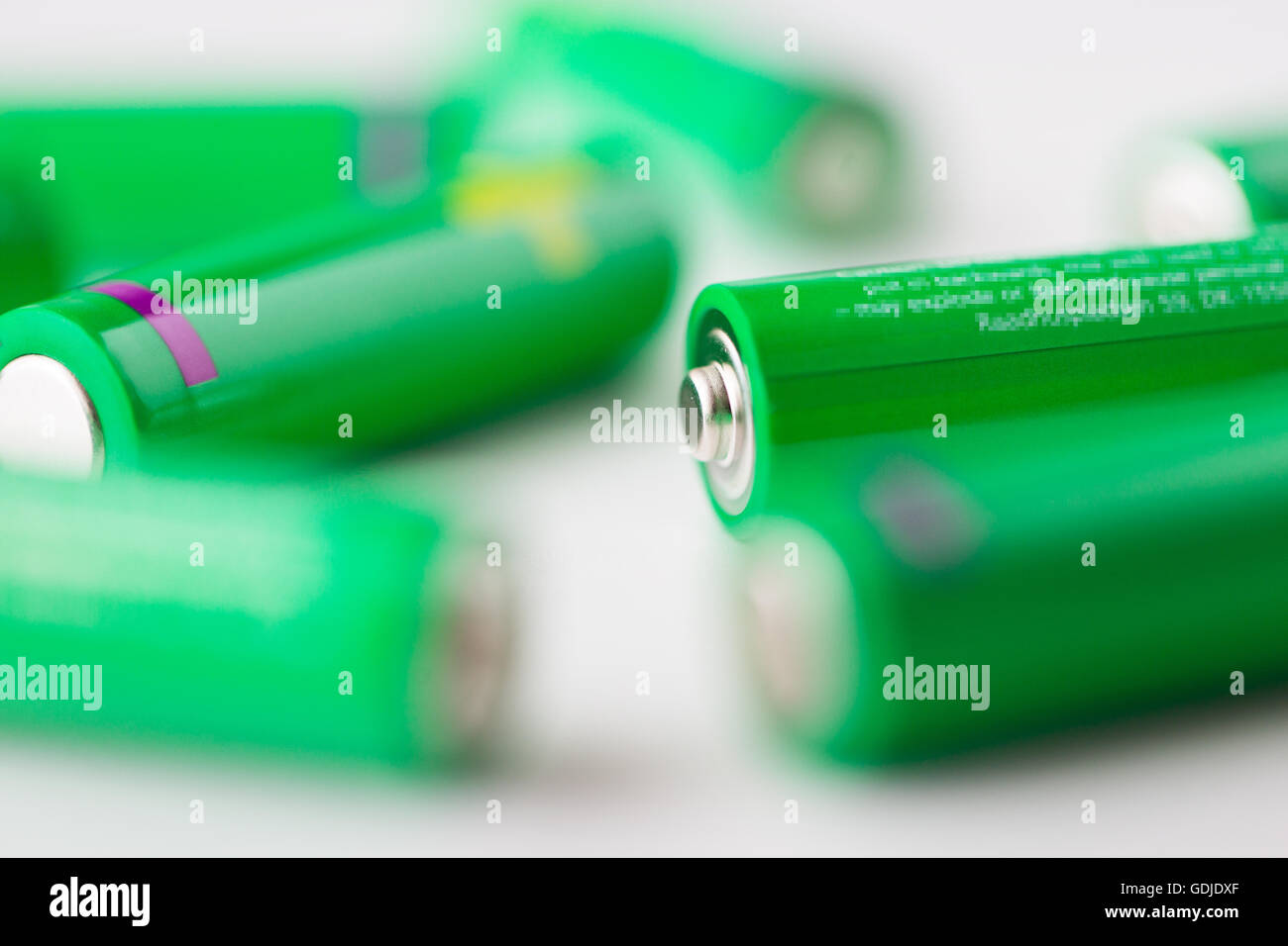 close up of green alkaline batteries Stock Photo - Alamy