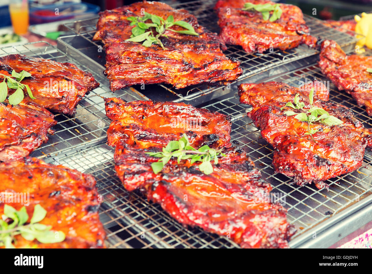 meat grill at street market Stock Photo - Alamy