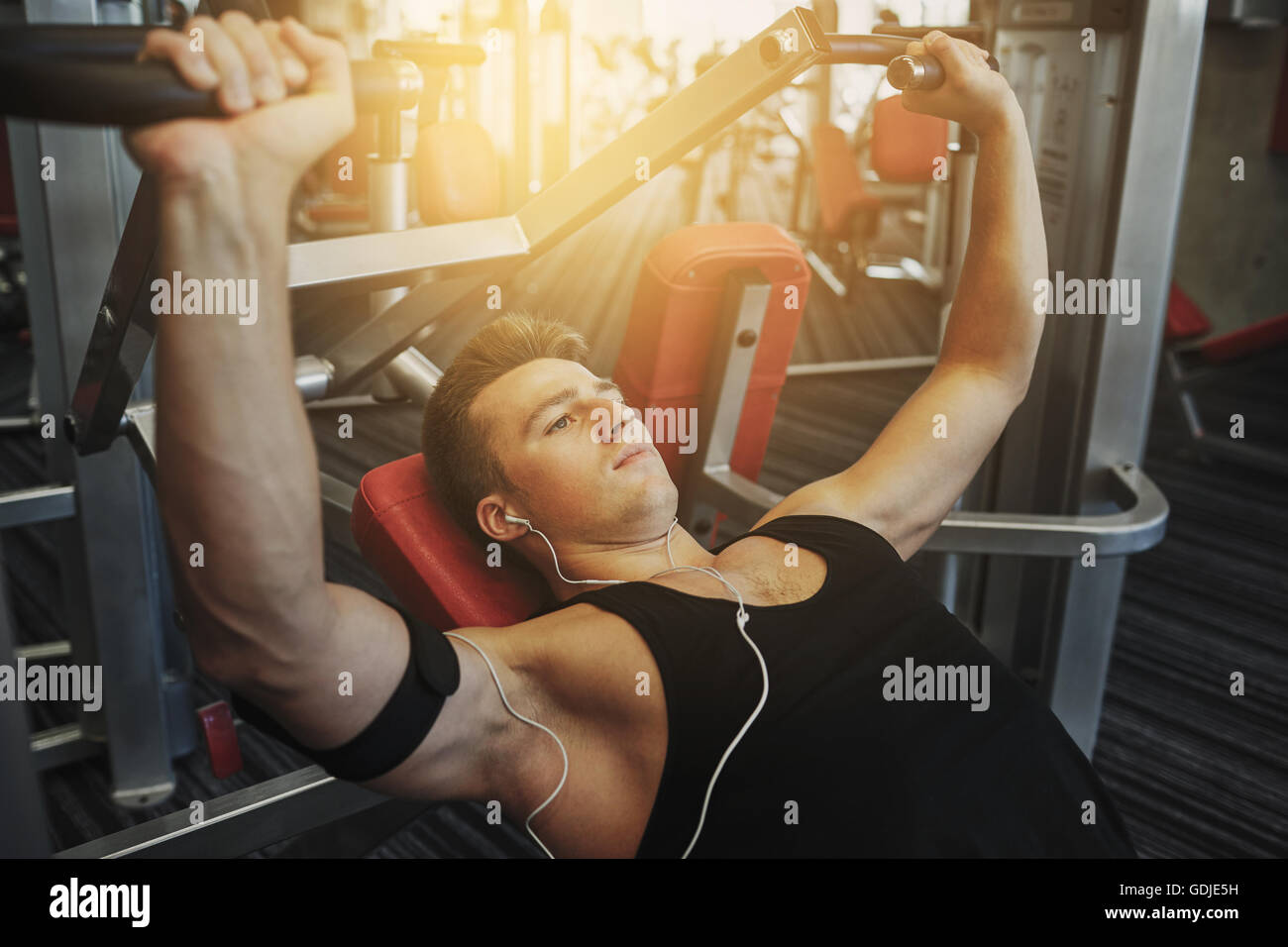 Man chest press machine gym hi-res stock photography and images - Alamy