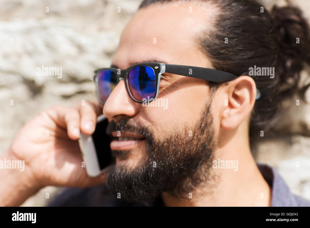 man with smartphone calling on city street Stock Photo - Alamy