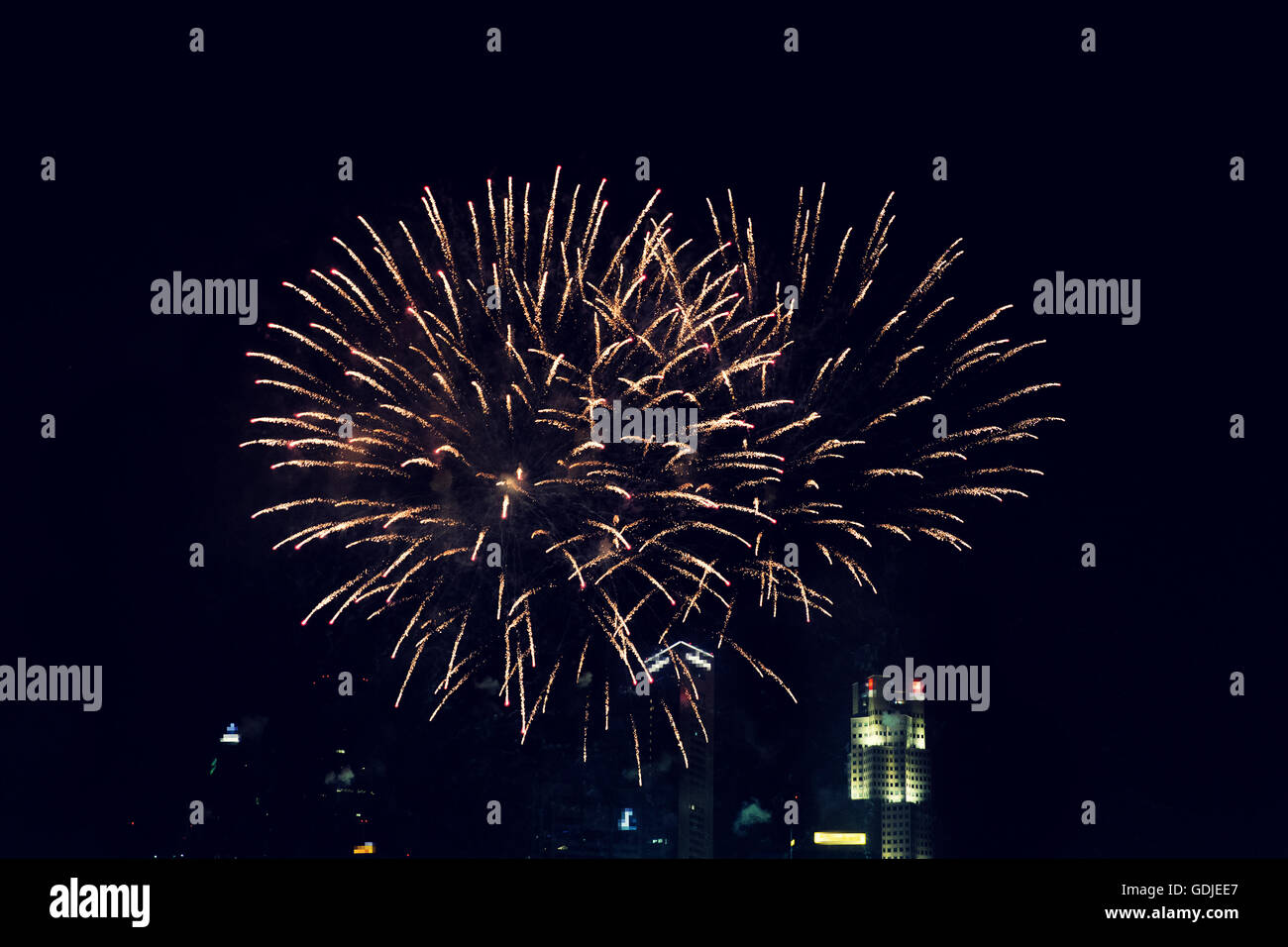 beautiful fireworks at night city sky Stock Photo - Alamy