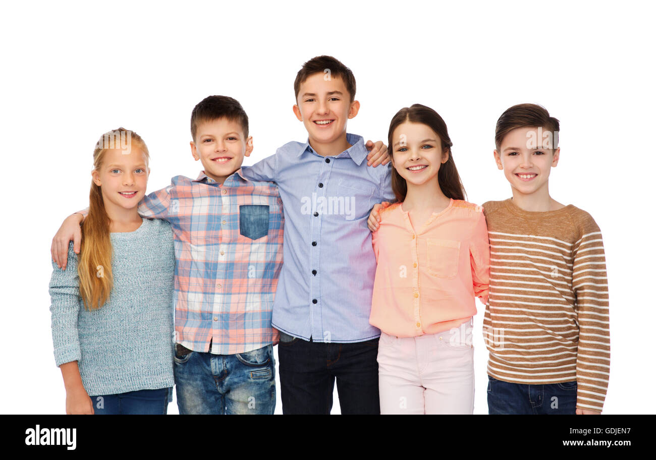 happy smiling children hugging Stock Photo - Alamy