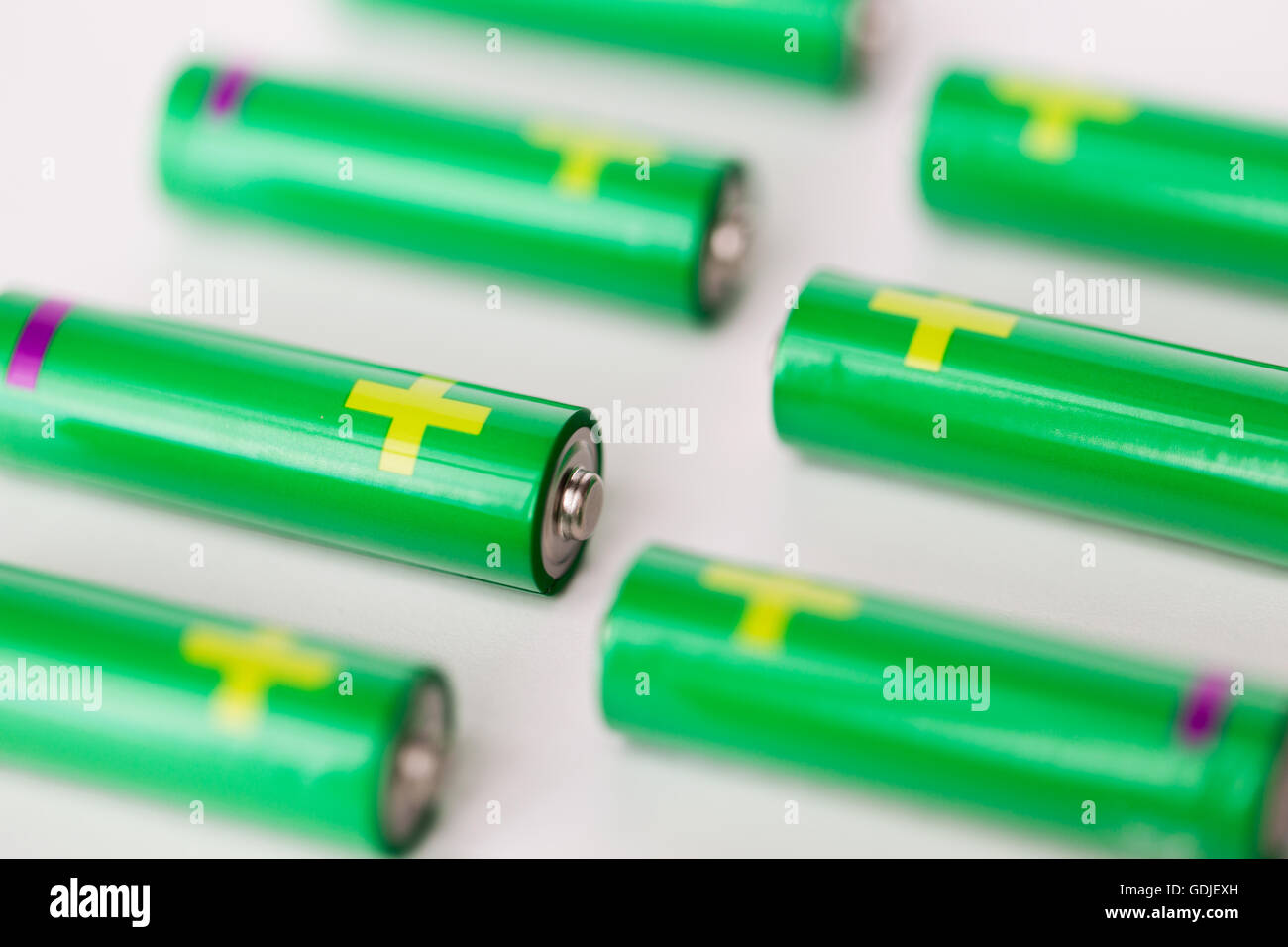 close up of green alkaline batteries Stock Photo - Alamy