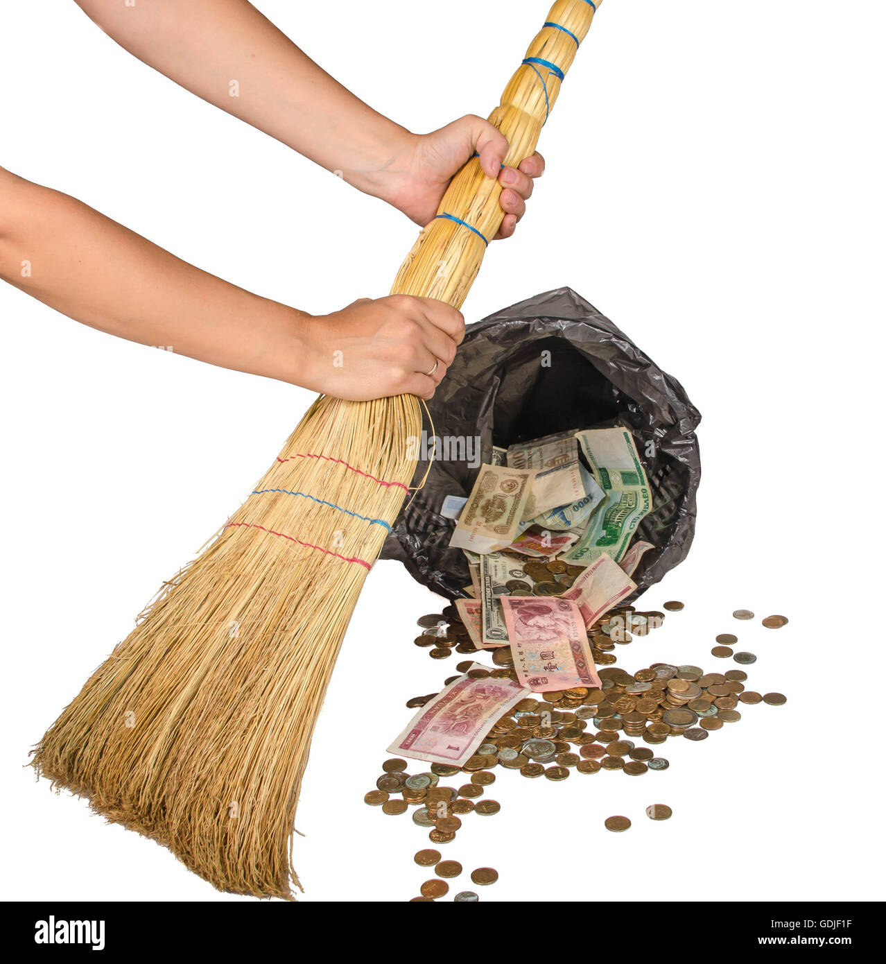 Money in the trash Stock Photo - Alamy