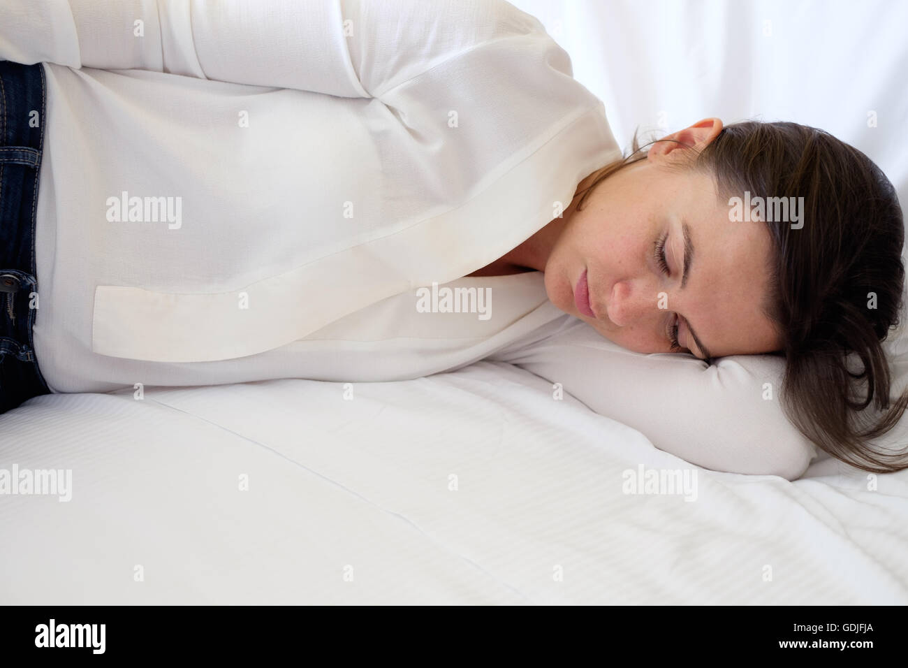 Woman bed sad hi-res stock photography and images - Alamy