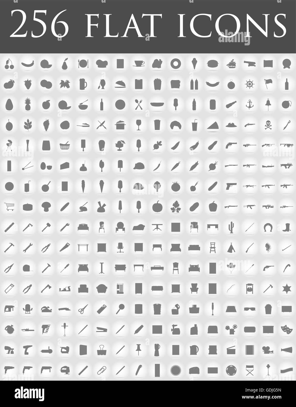 diverse set of flat icons vector illustration isolated on background ...