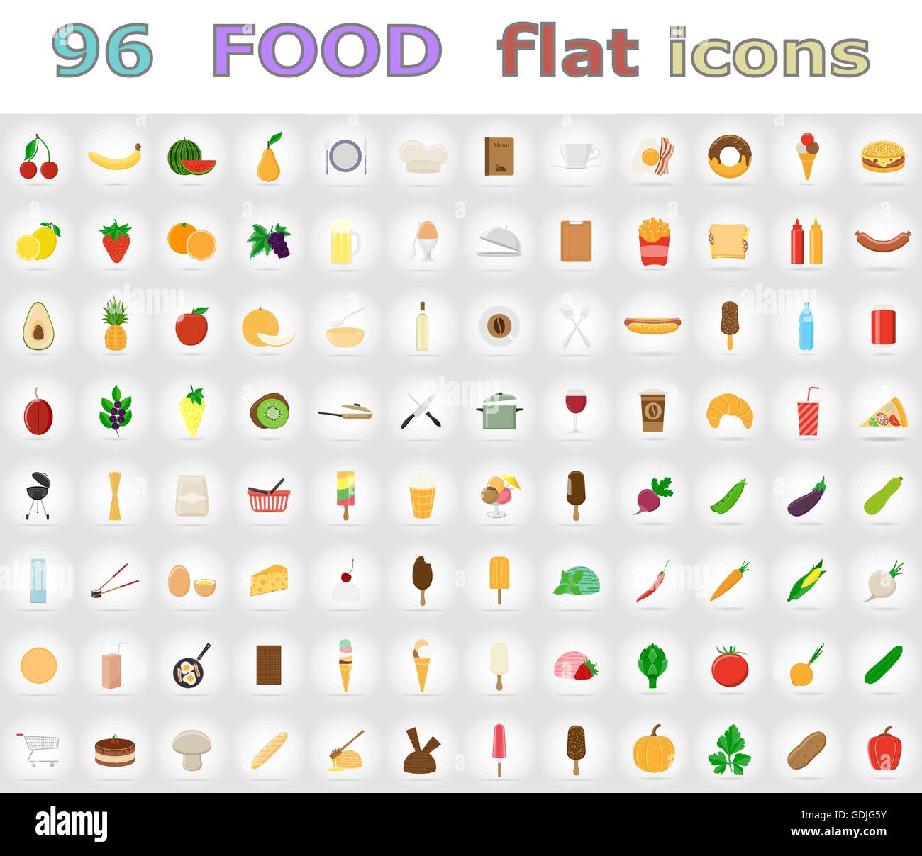 food flat icons vector illustration isolated on background Stock Vector ...