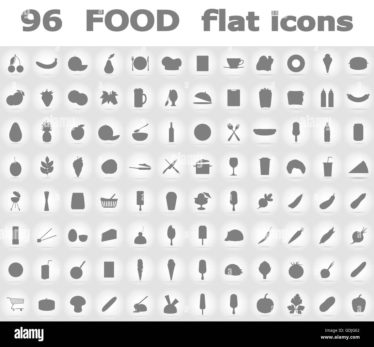 food flat icons vector illustration isolated on background Stock Vector ...
