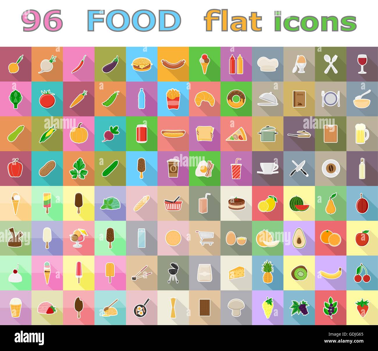 food flat icons vector illustration isolated on background Stock Vector ...