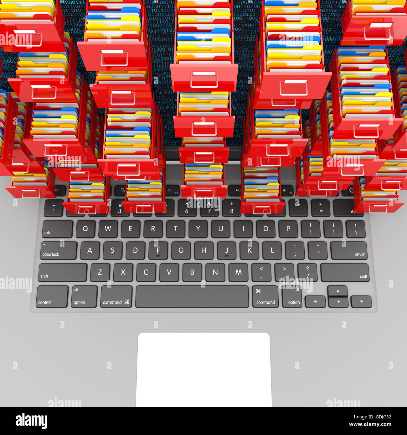 classic laptop with file folder drawer 3 from the screen Stock Photo ...