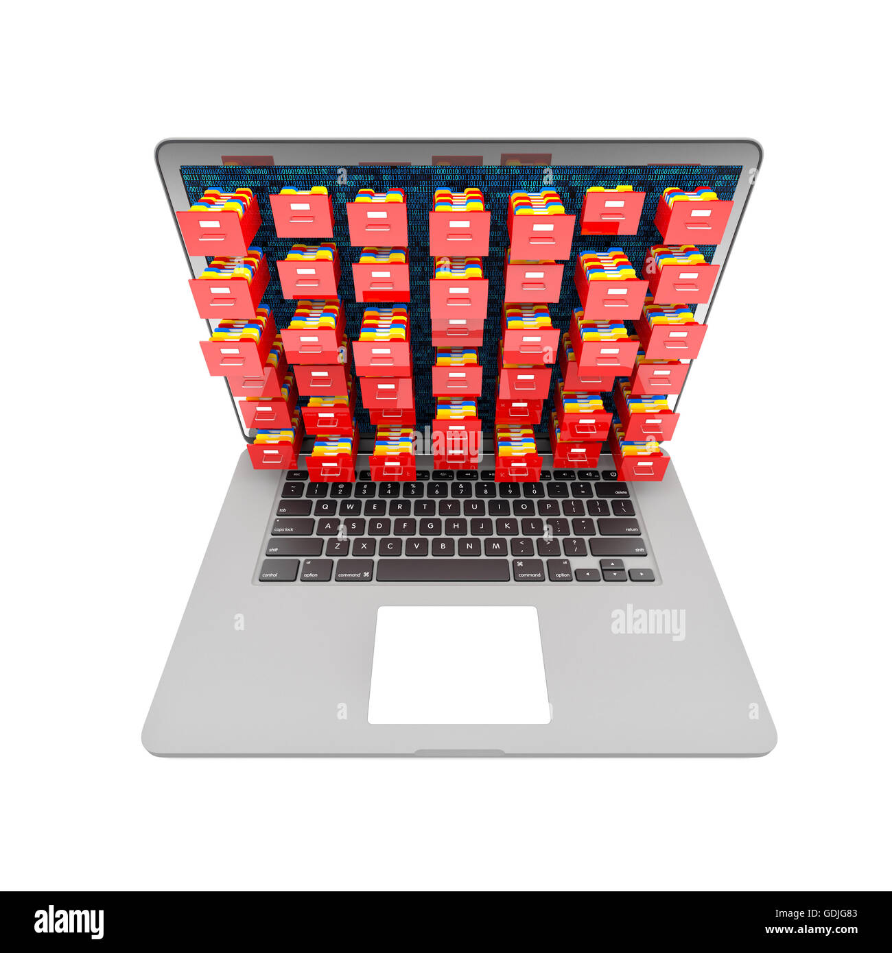 classic laptop with file folder drawer 3 from the screen Stock Photo ...