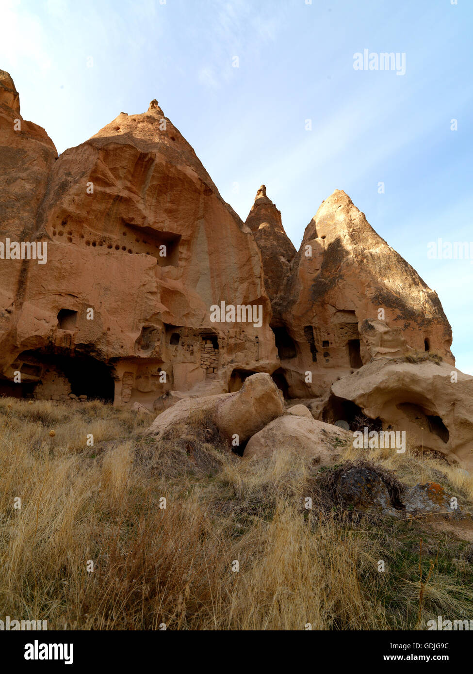 fairy chimneys and volcanic formation at Cappadocia, Turkey Stock Photo ...