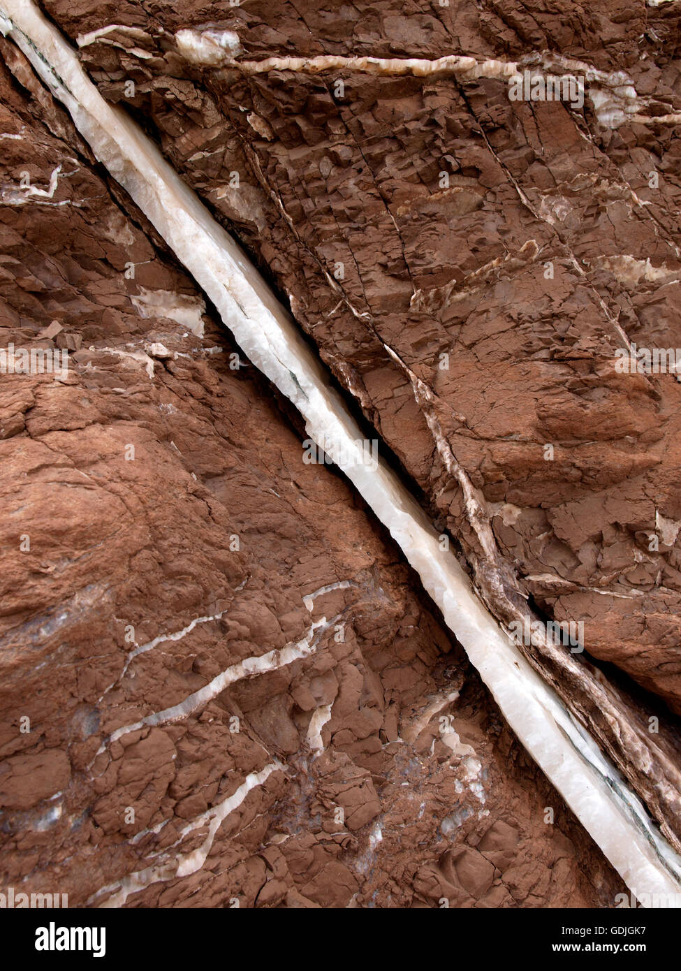 Geology of Watchet, Somerset, UK gypsum vein in the Mercia Mudstone of ...