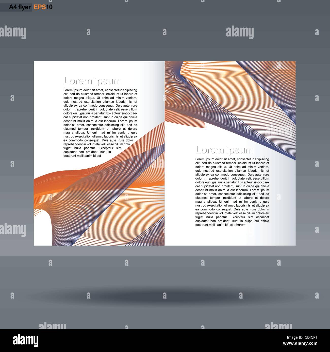 Abstract print A4 design with colored lines for flyers, banners or ...