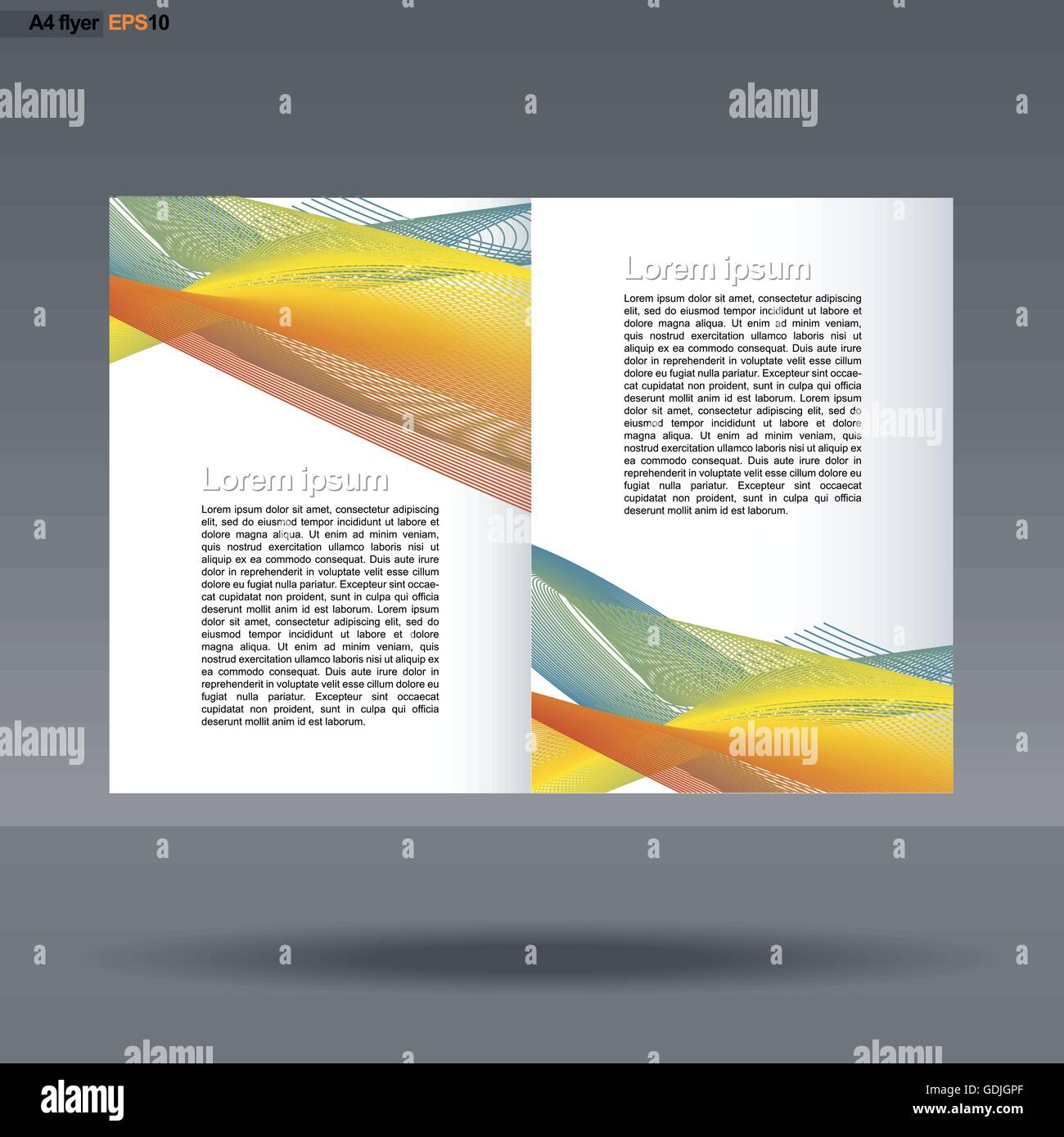 Abstract print A4 design with colored lines for flyers, banners or ...