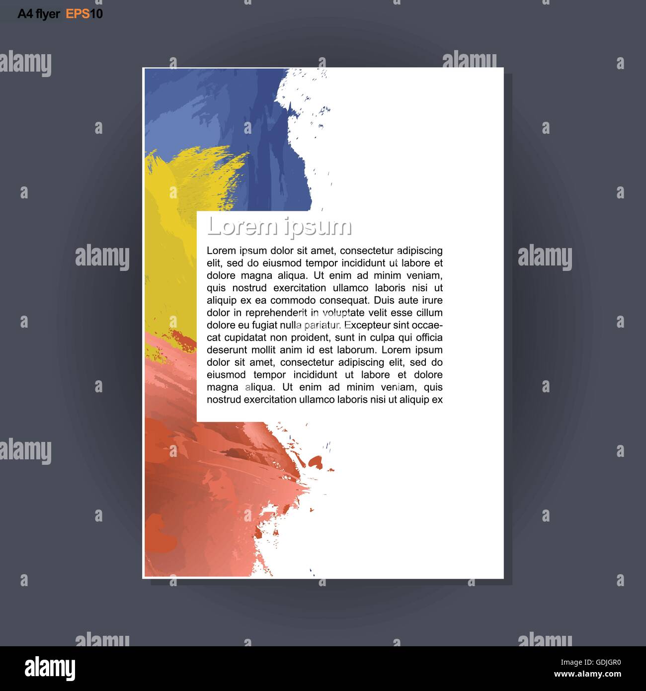 Abstract print A4 design with blue, red and yellow brush strokes, for ...