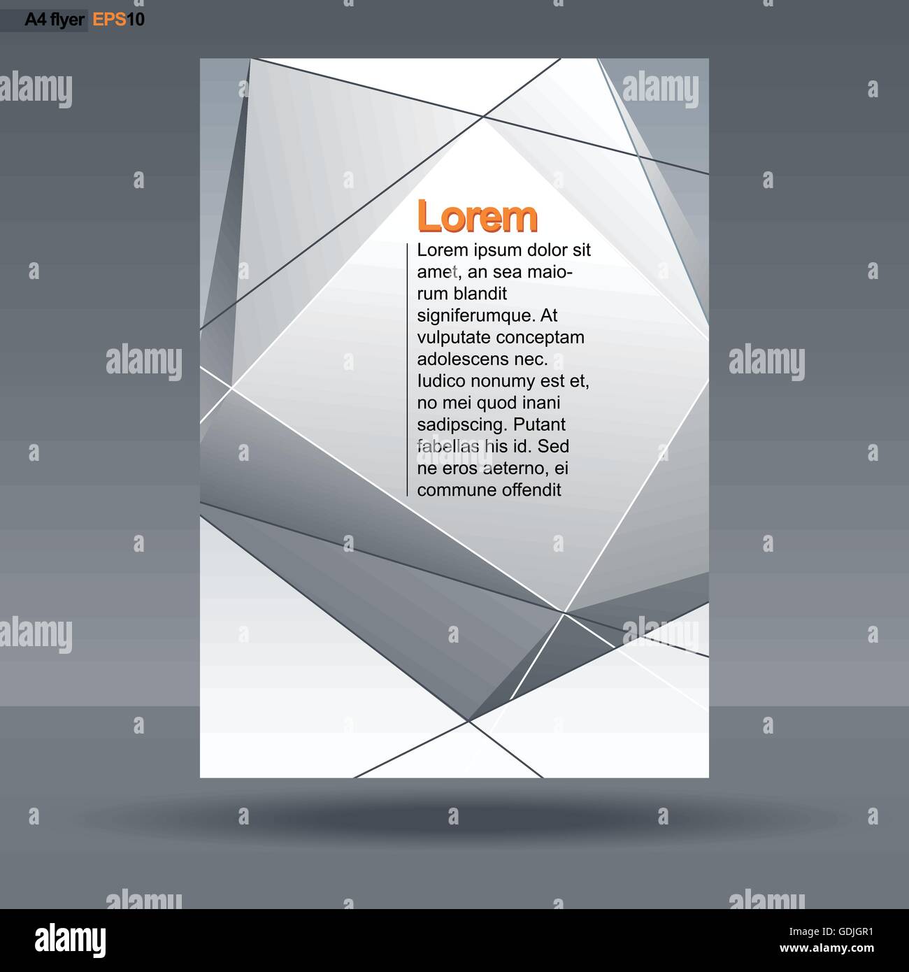 Abstract print A4 design with silver triangles and lines, for flyers ...