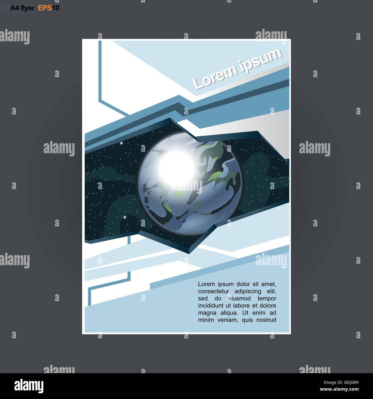 Abstract print A4 design with colored triangles and cosmos theme, for ...