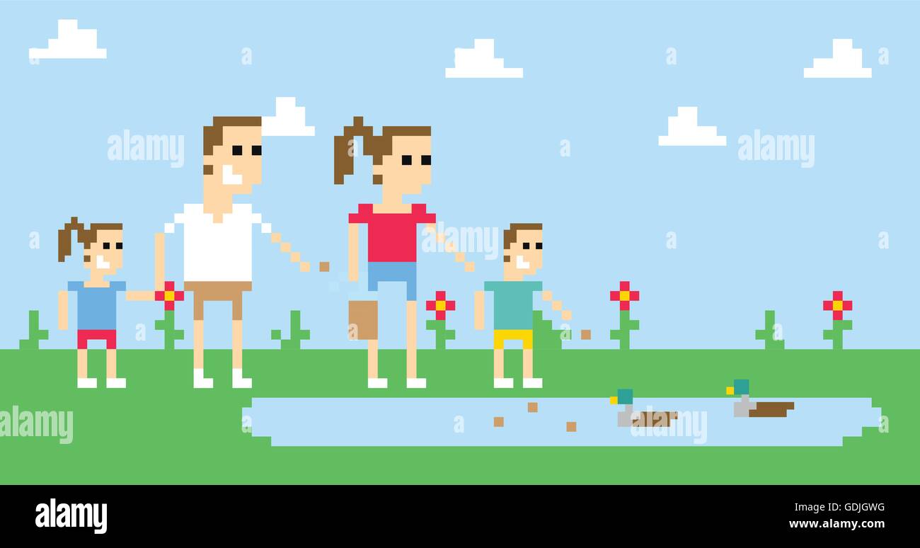 Pixel art image family having hi-res stock photography and images - Alamy