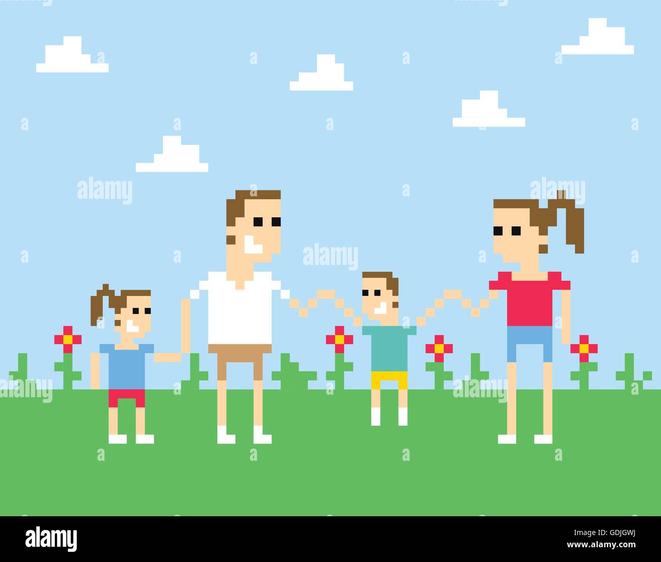 Family holding hands in Stock Vector Images - Alamy